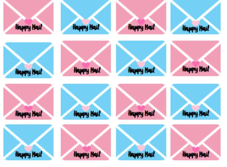 PRINTABLE Happy Mail Stickers Girly Printables Digital - Etsy