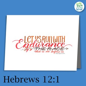 Finish Well Scripture Memory Verse Card Set Bible Note Card Hebrews 12 ...