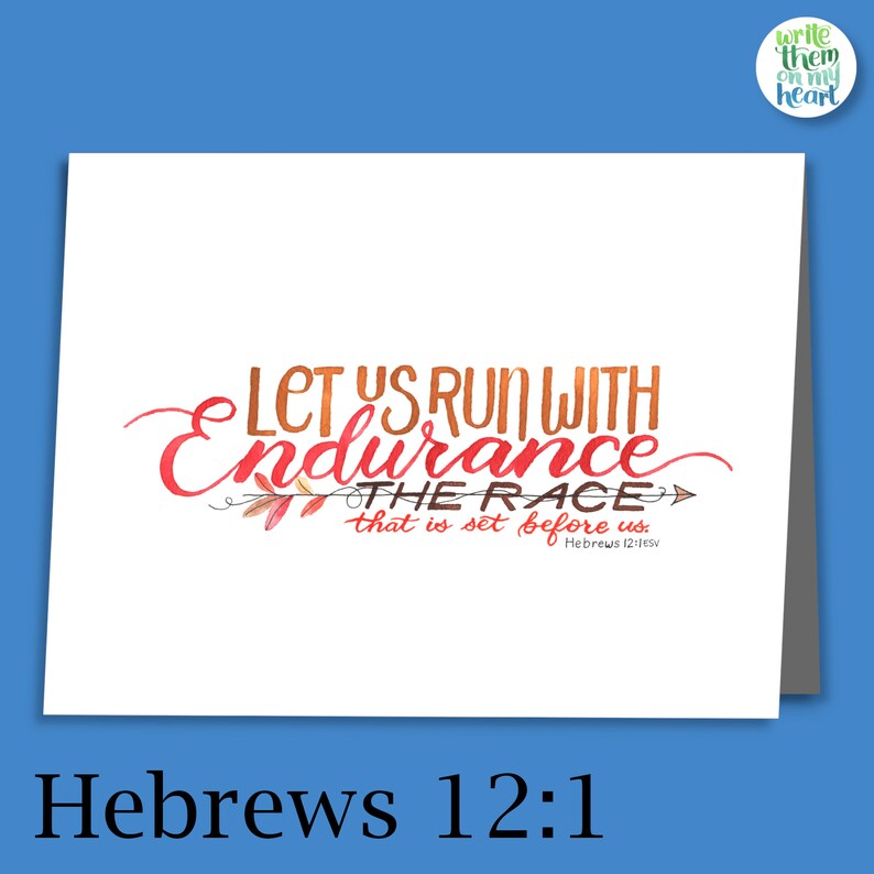 Finish Well Scripture Memory Verse Card Set Bible Note Card Hebrews 12 ...