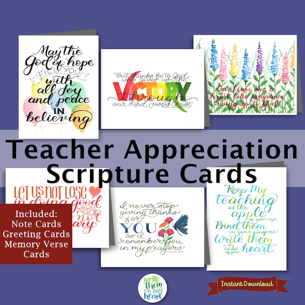 Christian Thank You Cards for Teacher Appreciation - Etsy