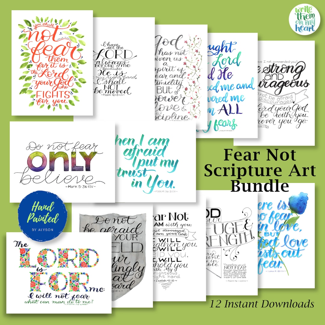 Hand-lettered Bible Verses, Scripture Art PDF, Fear Not Bible Verses ...
