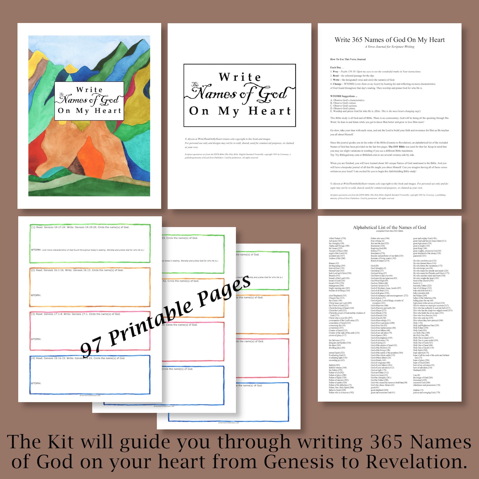 365 Names of God PDF Scripture Writing Printable Worksheets, Names of ...
