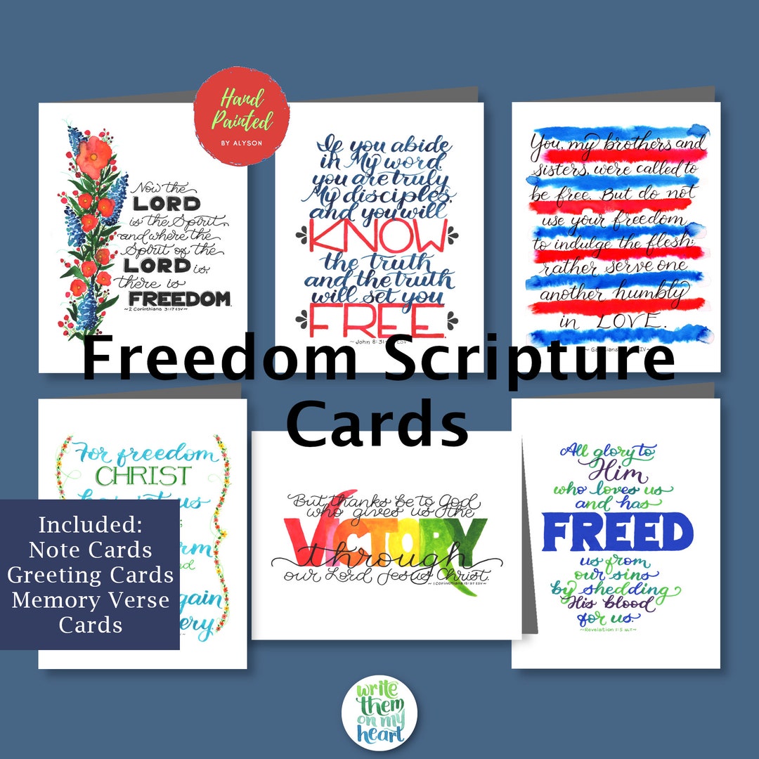Freedom Scripture Cards Printable Bible Verse July 4th - Etsy