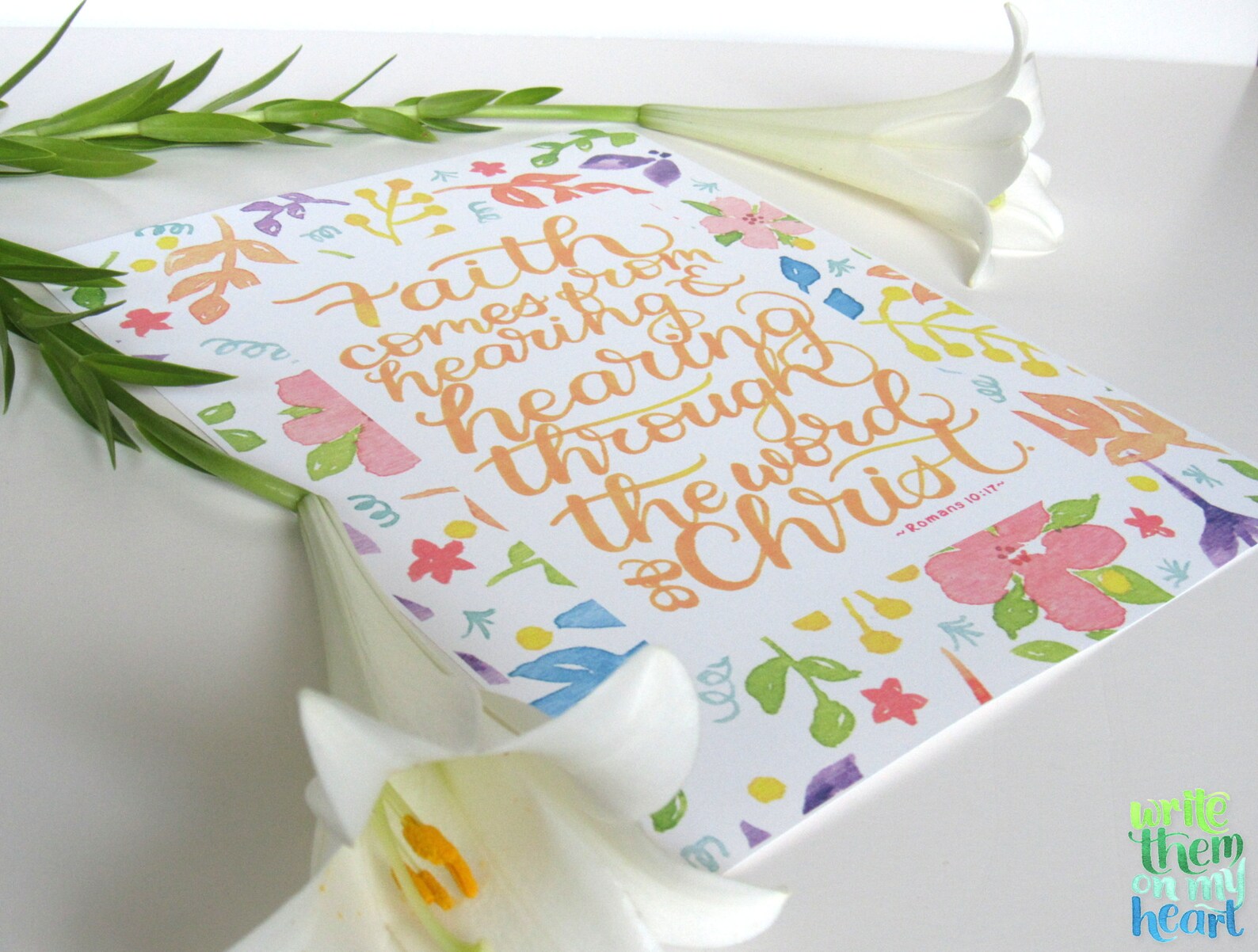 Romans 10:17 Floral Scripture Art Printable Bible Greeting | Etsy