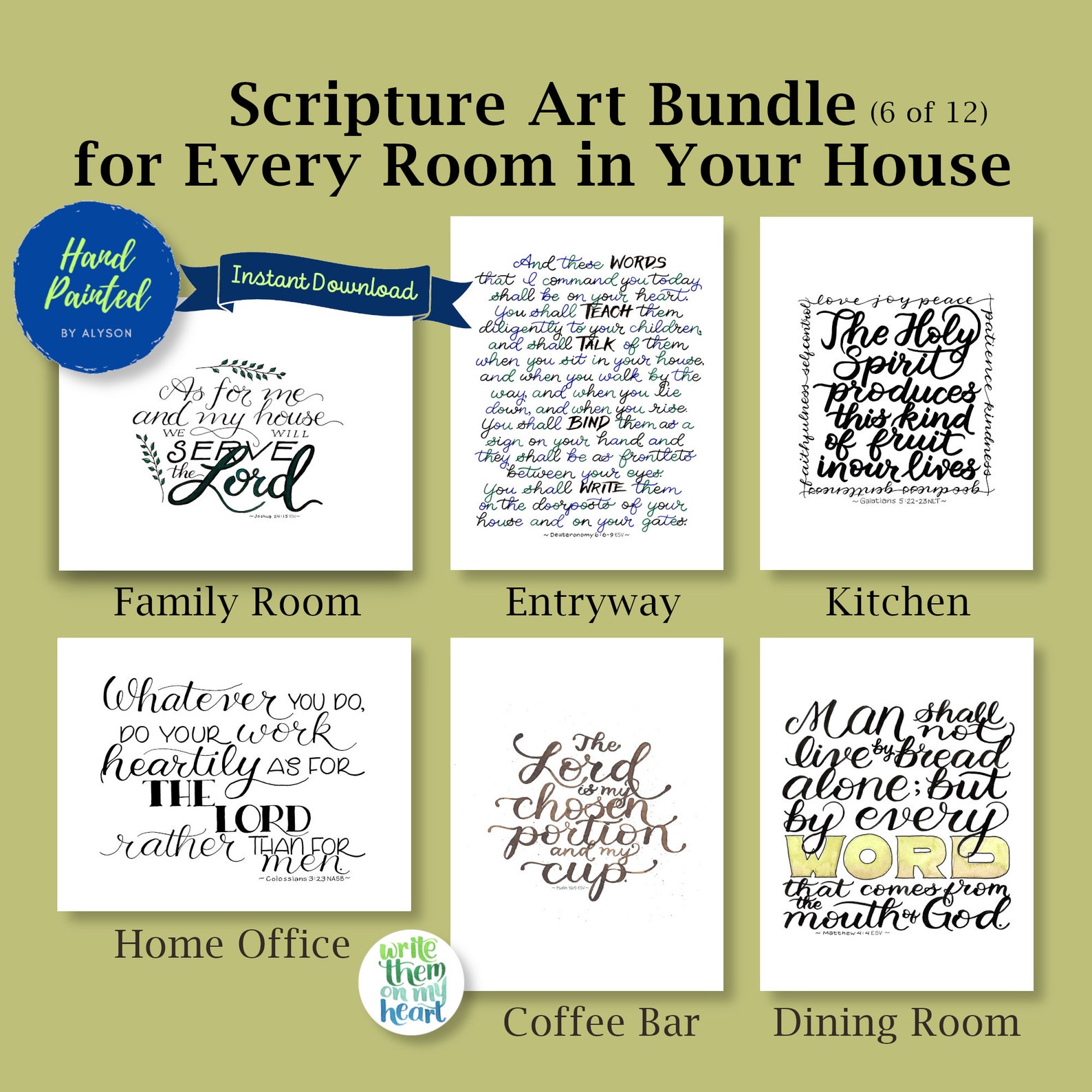 Scripture Wall Art Printable Bible Verses Home Decor Scripture Hand ...