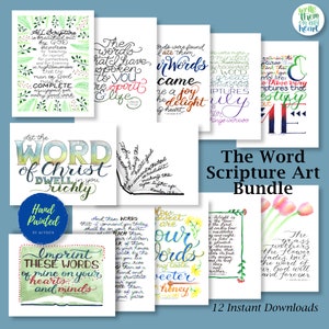 Scripture Art Bundle Printable Hand Lettered Bible Verse Print Set ...