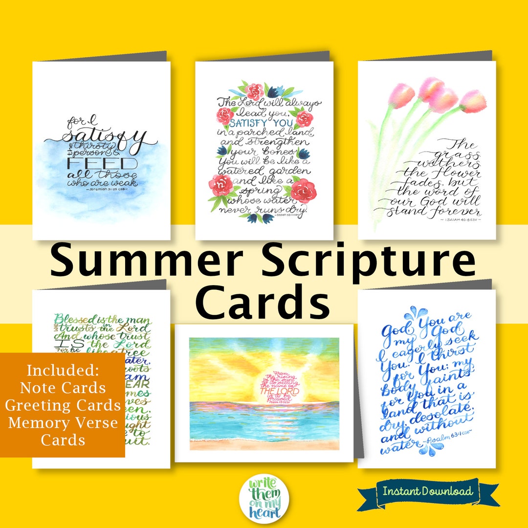 Summer Scripture Art Card Printable Summer Bible Verse Greeting Card ...