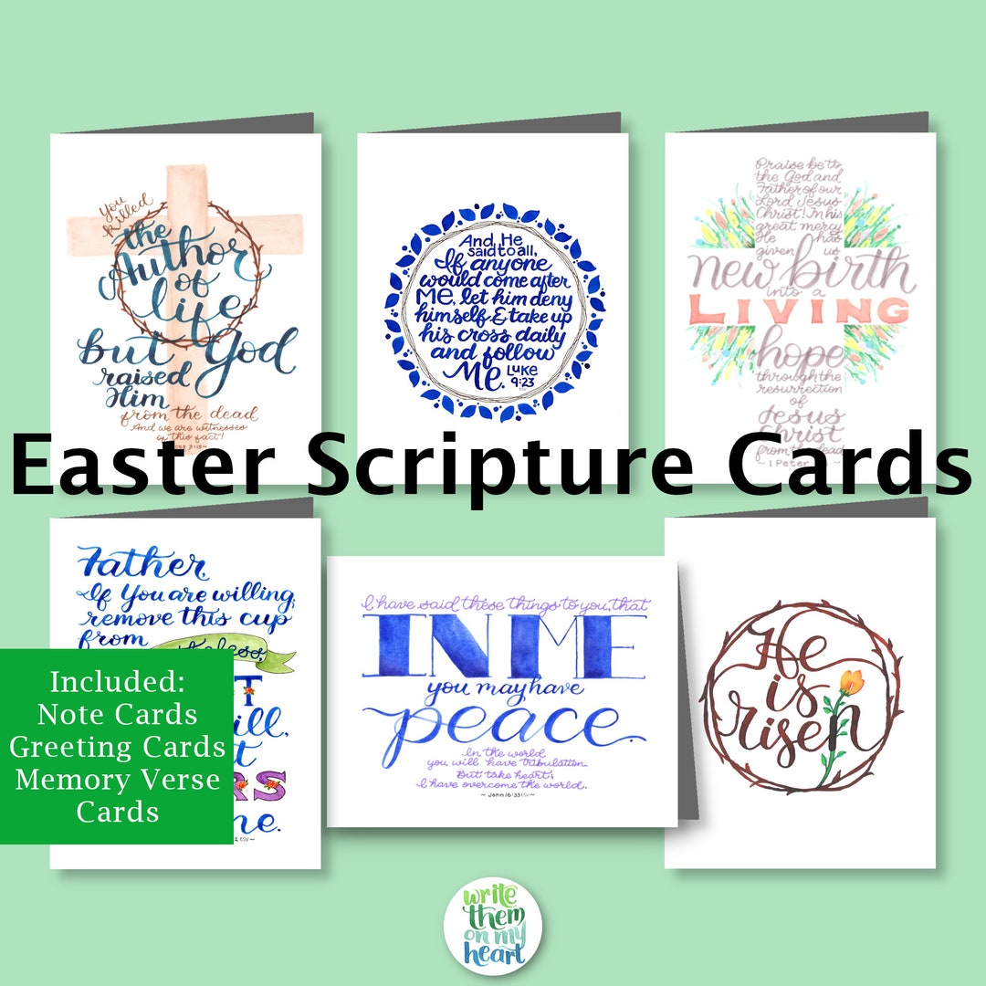Scripture Easter Cards 6 Printable Bible Verse Easter Cards - Etsy