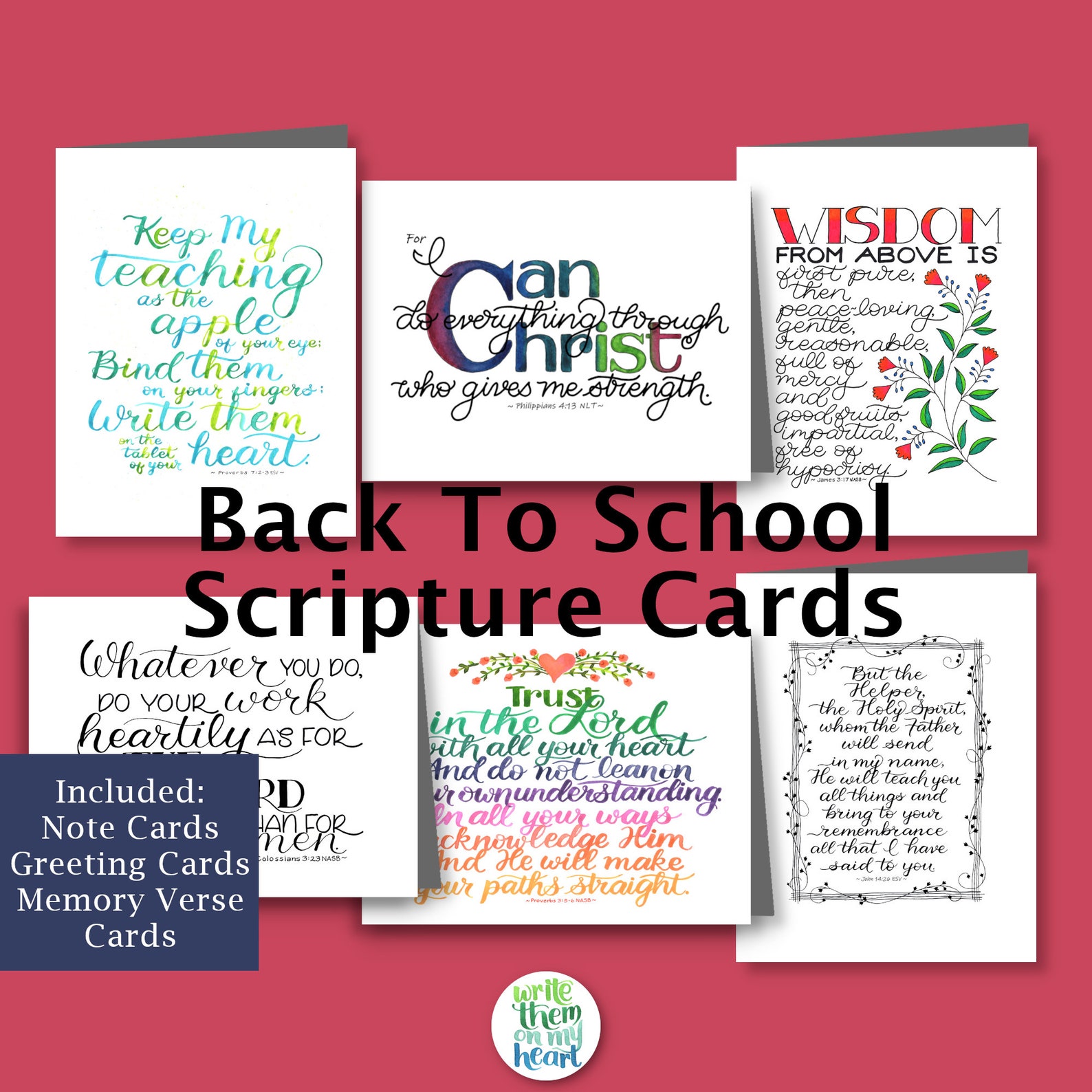Back to School Bible Verse Cards Printable School Scripture Art Back to ...