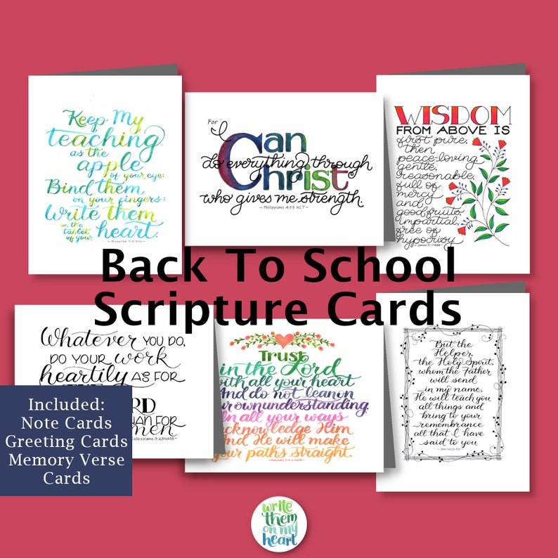 Back to School Bible Verse Cards Printable School Scripture Art Back to ...