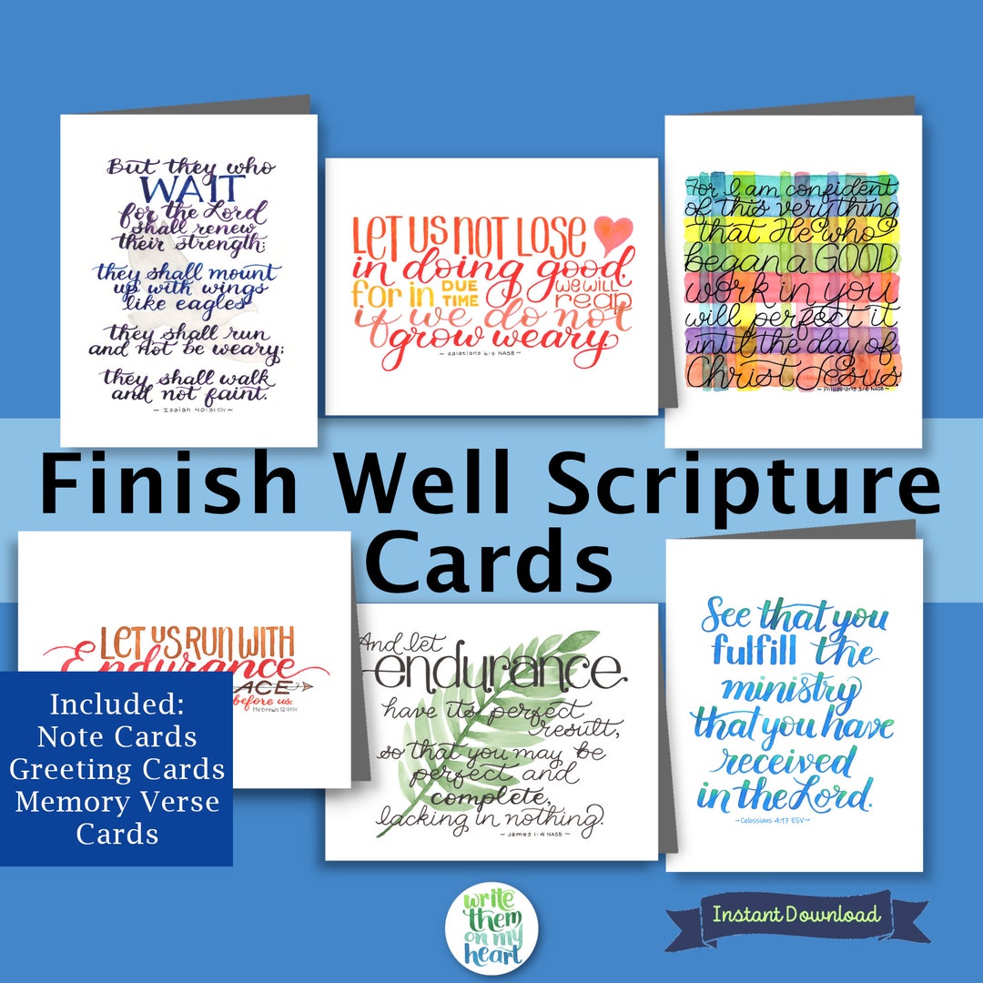 Finish Well Scripture Memory Verse Card Set Bible Note Card Hebrews 12 ...