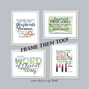 Scripture Art Bundle Printable Hand Lettered Bible Verse Print Set ...