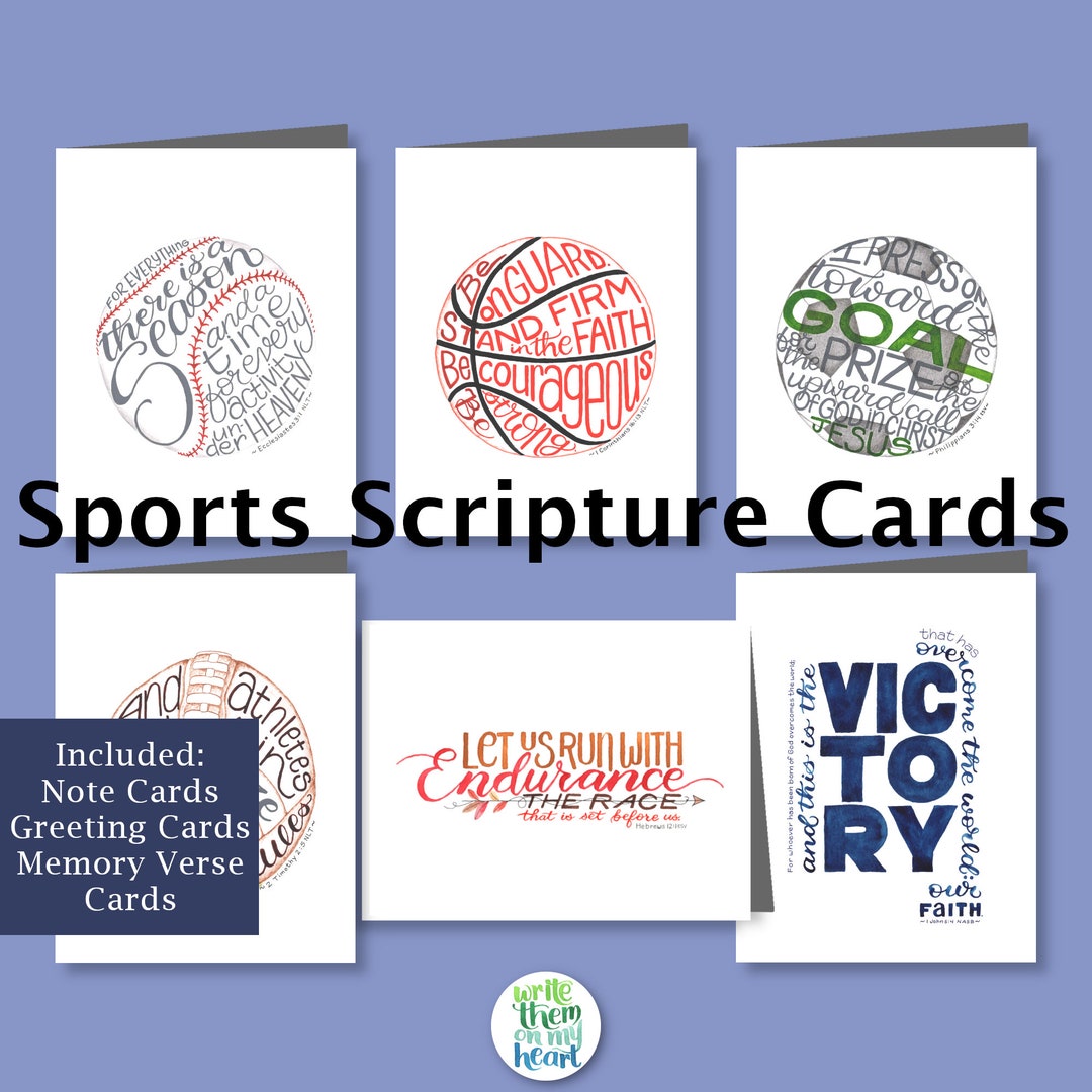 Sports Scripture Cards 6 Printable Bible Verse (Download Now) - Etsy