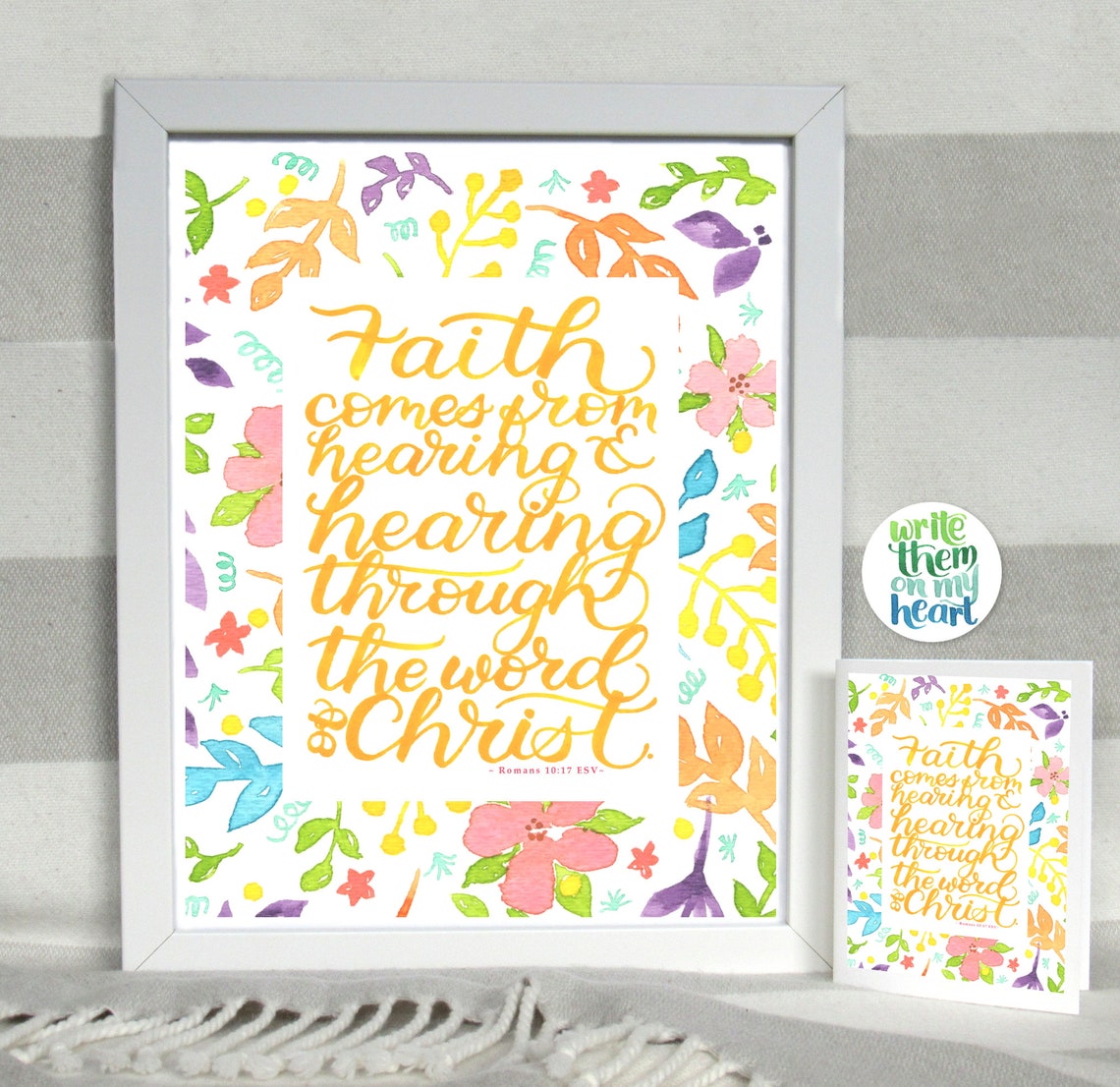Romans 10:17 Floral Scripture Art Printable Bible Greeting - Etsy
