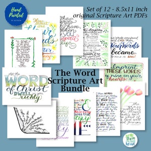 Scripture Art Bundle Printable Hand Lettered Bible Verse Print Set ...