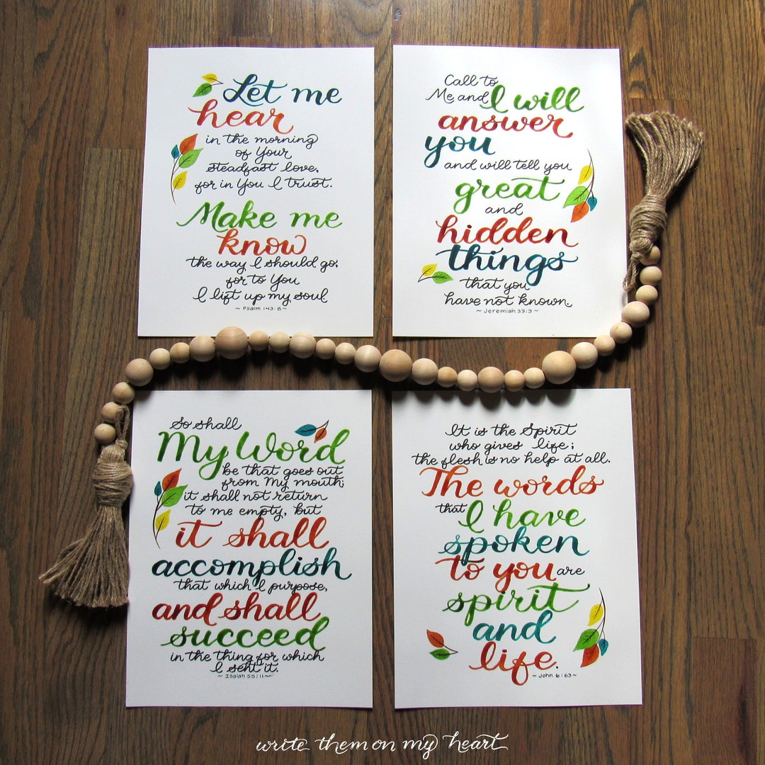 God Speaks Scripture Memory Verse Cards AND Wall Art - Etsy