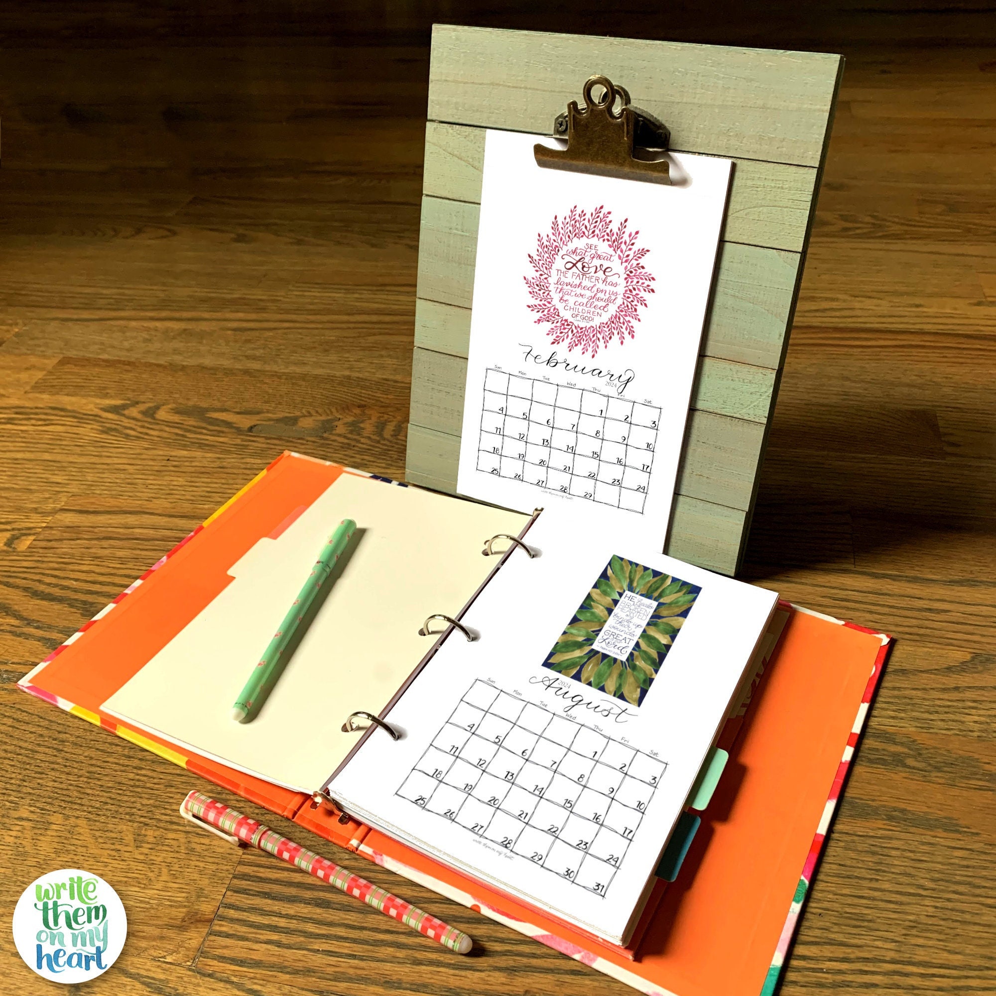 2024 Christian Printable Calendar Bible Verse Monthly Wall Calendar ...