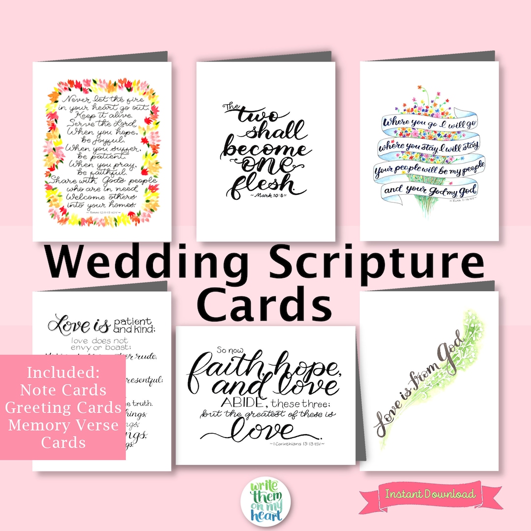 Christian Wedding Cards Printable Scripture Bridal Shower Card Wedding Shower Thank You Wedding ...