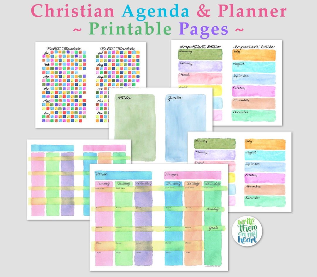 Christian Weekly Planner Pages Vertical Agenda Printable - Etsy