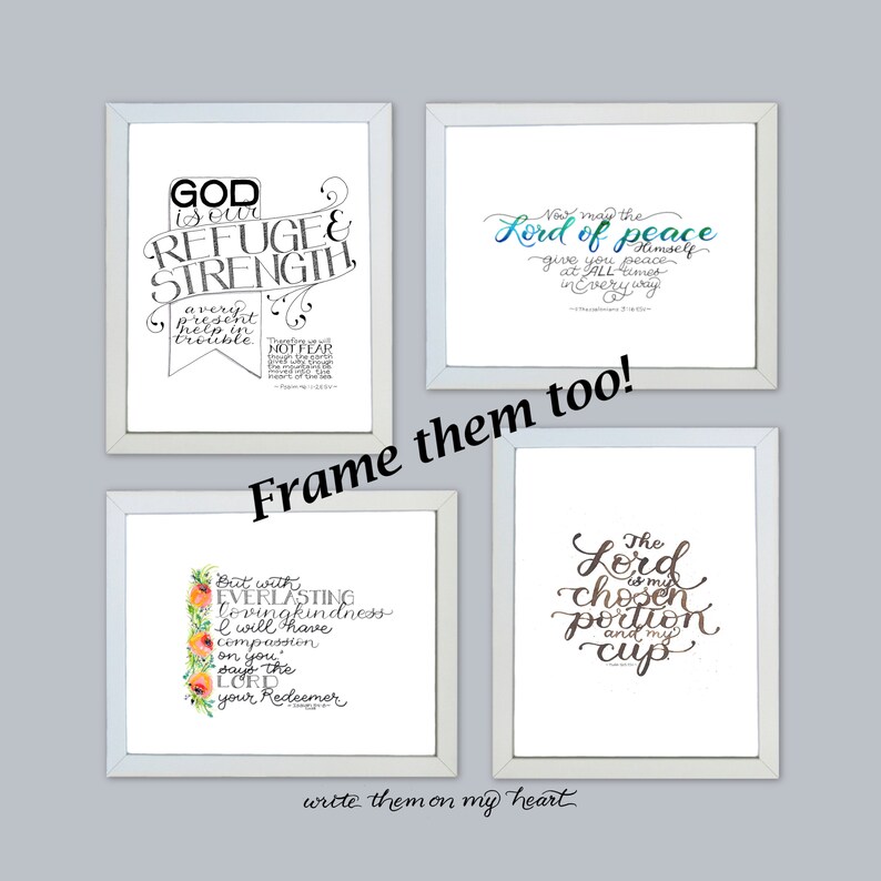 Scripture Art Set of 12 Printable Hand Lettered Bible Verses of the ...