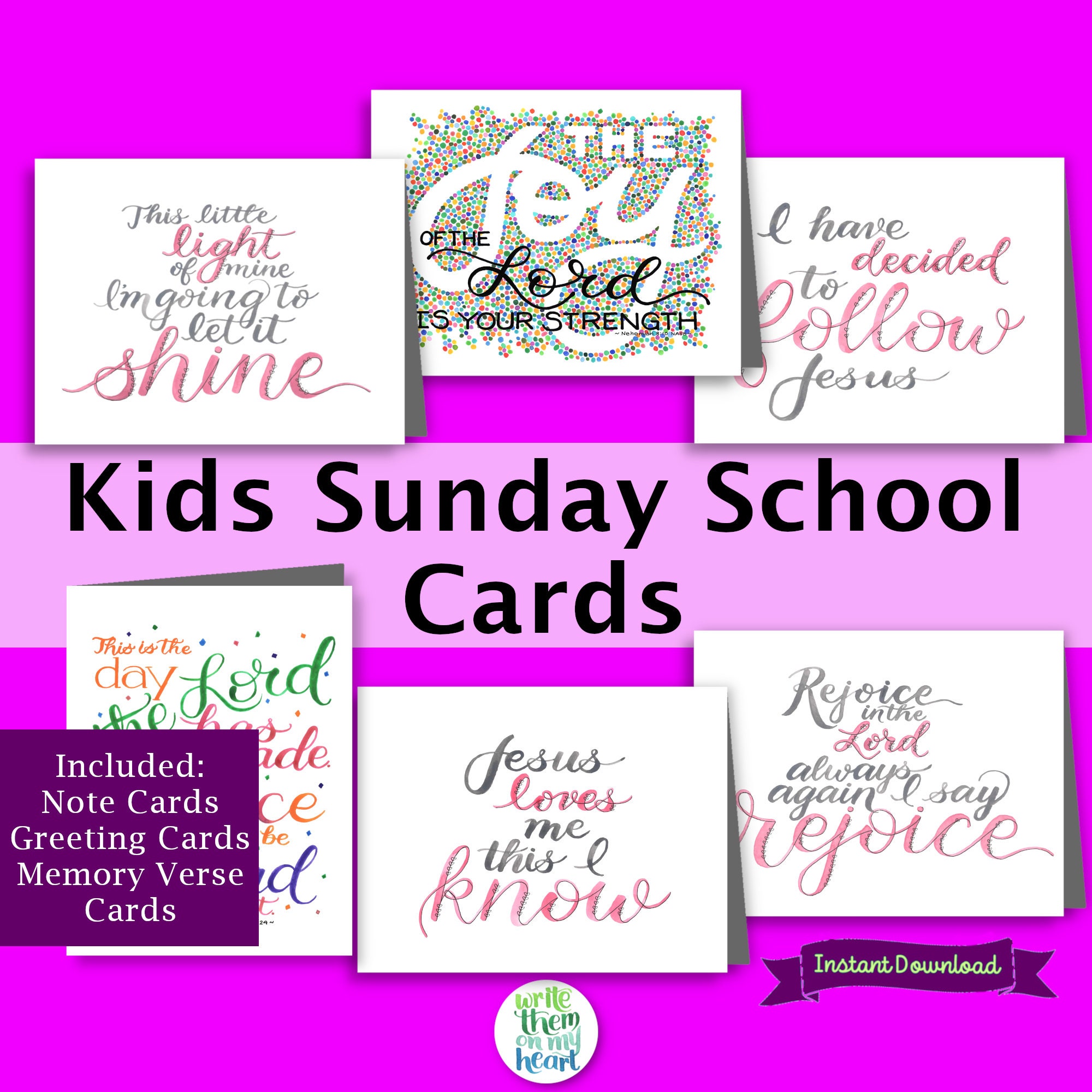 Kids Sunday School Cards, Printable Kids Baptism Cards, Kids Church ...