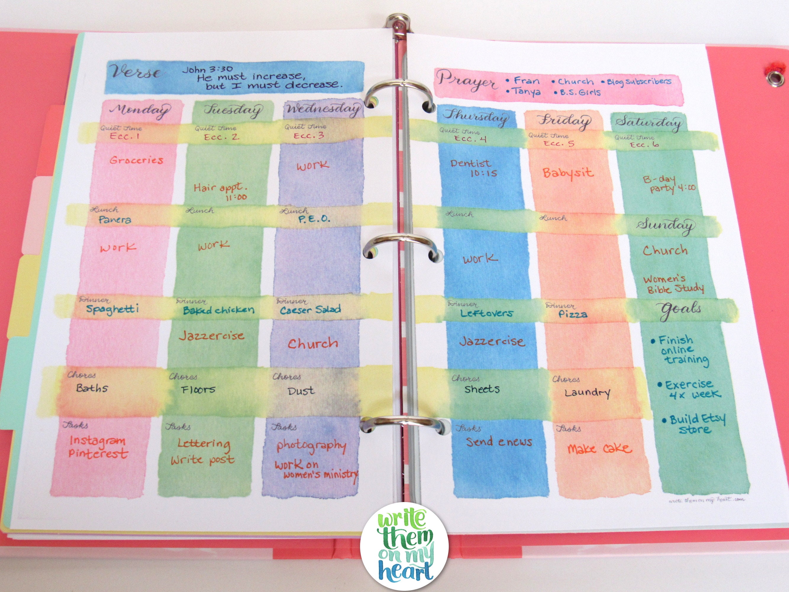 Christian Weekly Planner Pages Vertical Agenda Printable - Etsy