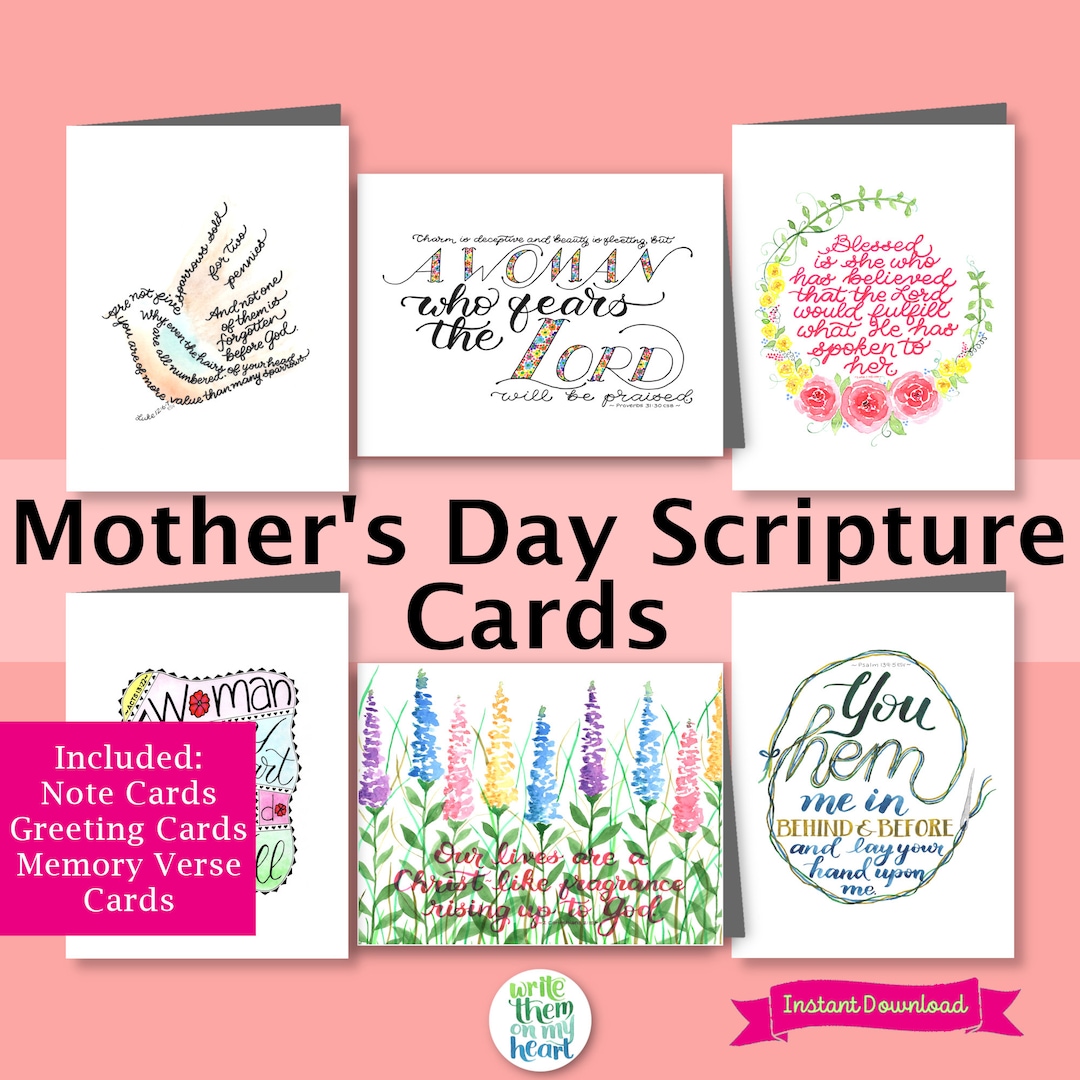 Mothers Day Bible Verse Greeting Cards Printable Mother's Day Scripture ...
