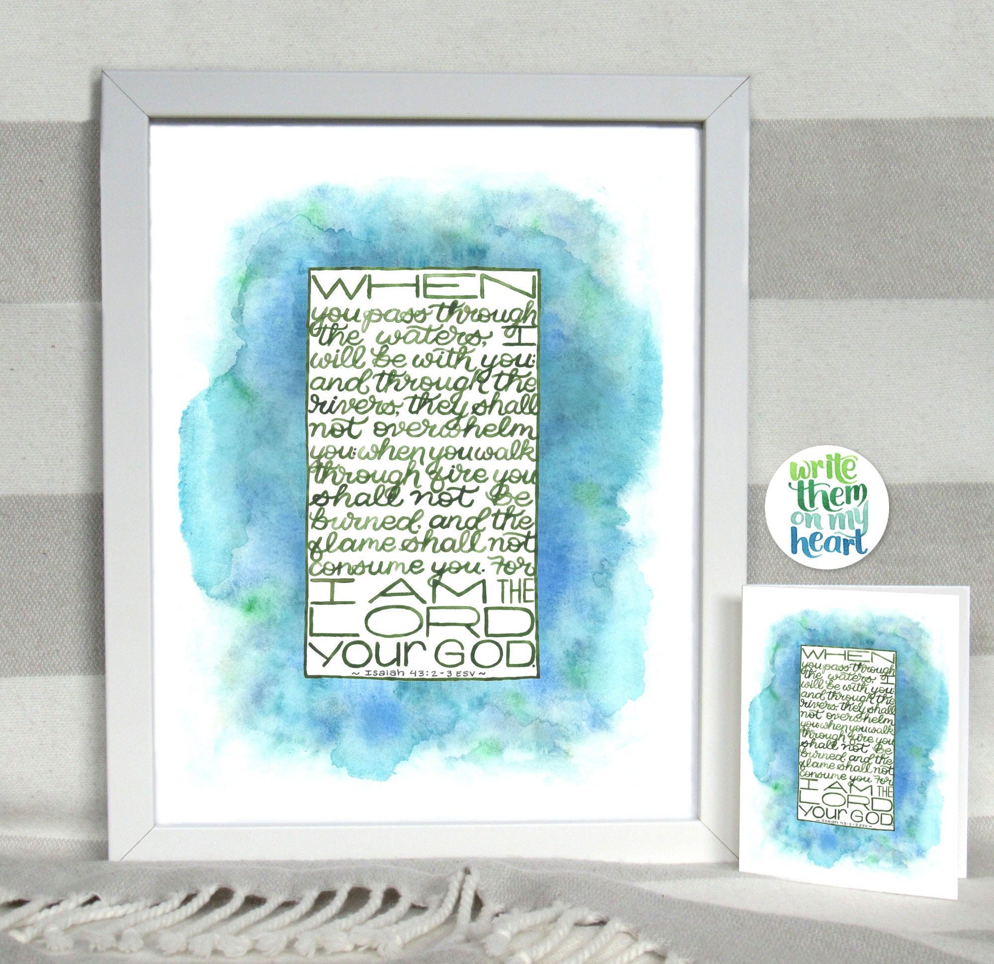 Isaiah 43:2 Floral Scripture Art Printable Bible Greeting - Etsy
