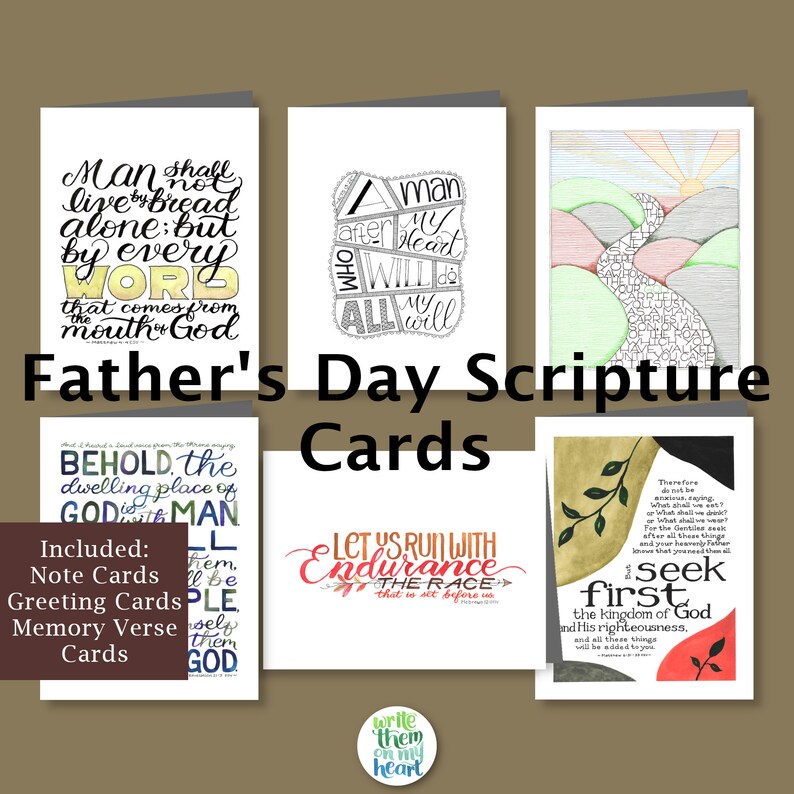 Father's Day Scripture Cards 6 Printable Bible Verse - Etsy