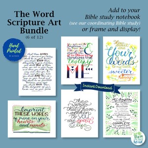 Scripture Art Bundle Printable Hand Lettered Bible Verse Print Set ...