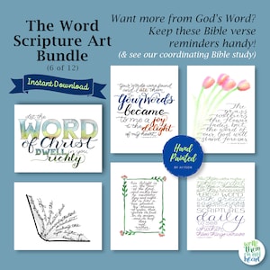 Scripture Art Bundle Printable Hand Lettered Bible Verse Print Set ...