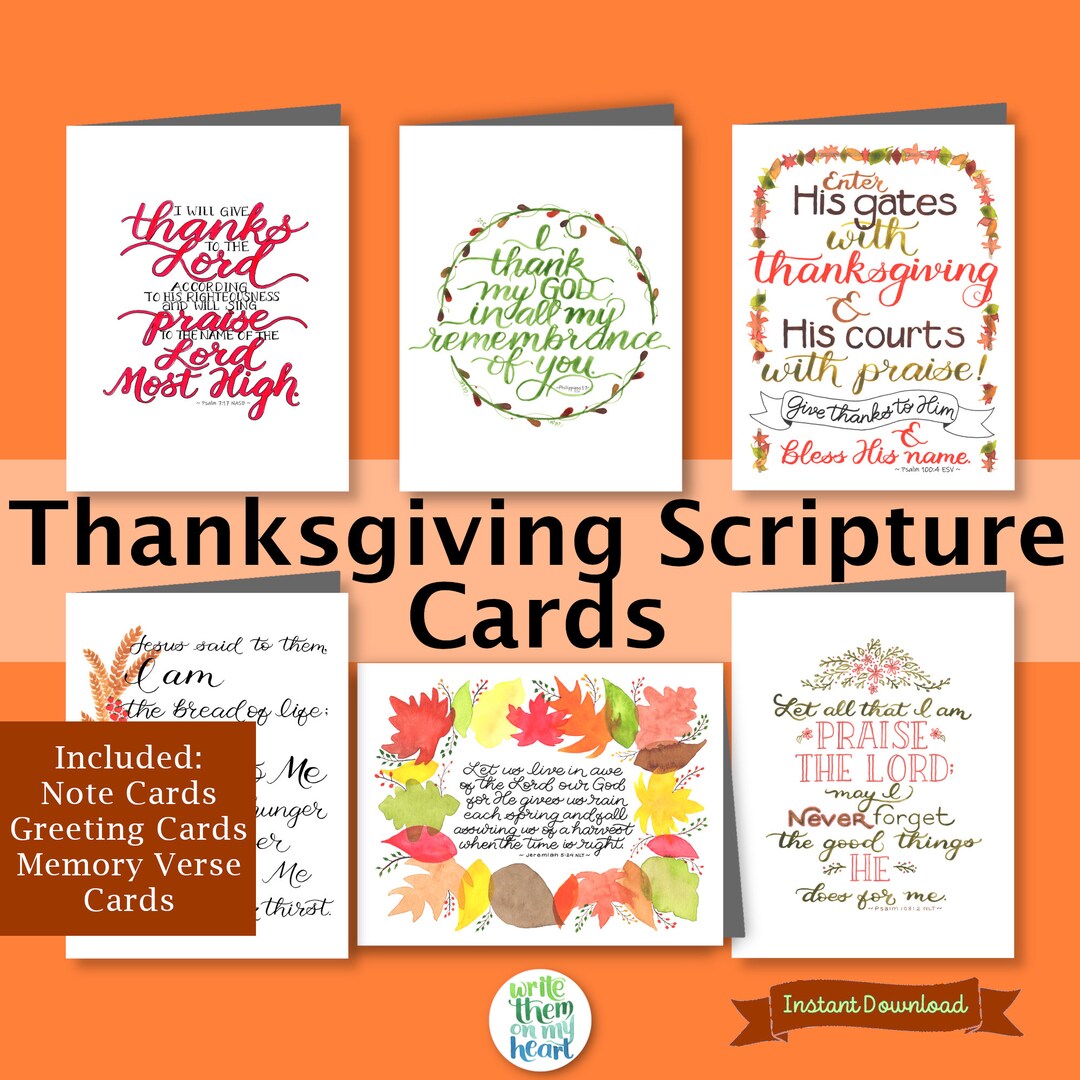 Thanksgiving Bible Verse Card Autumn Printable Scripture Art Fall ...