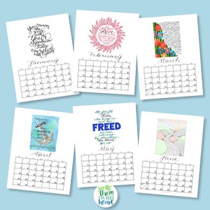 2024 Christian Printable Calendar Bible Verse Monthly Wall Calendar ...