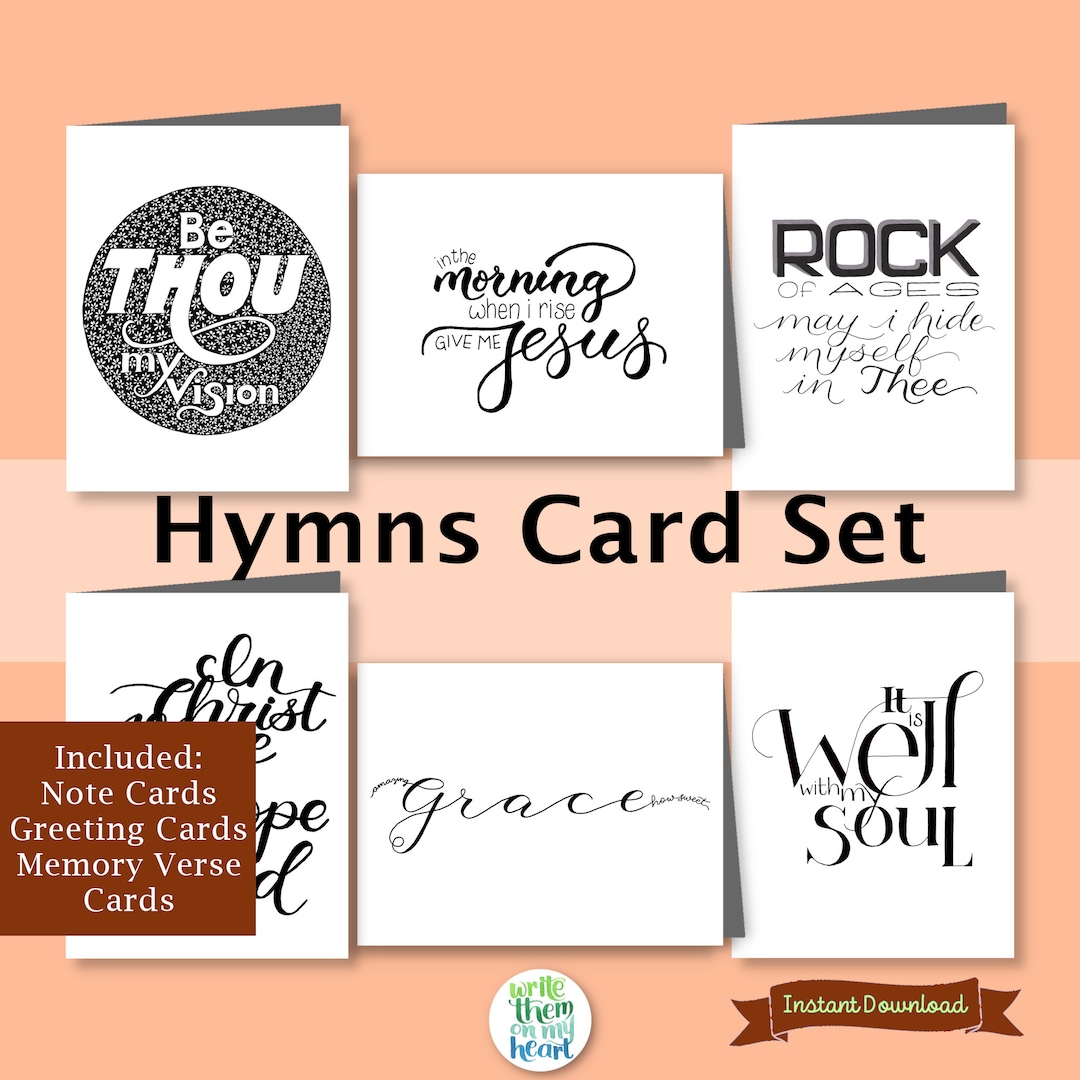 Hymn Art Greeting Cards Printable Christian Hymn Note Cards Hymns of ...