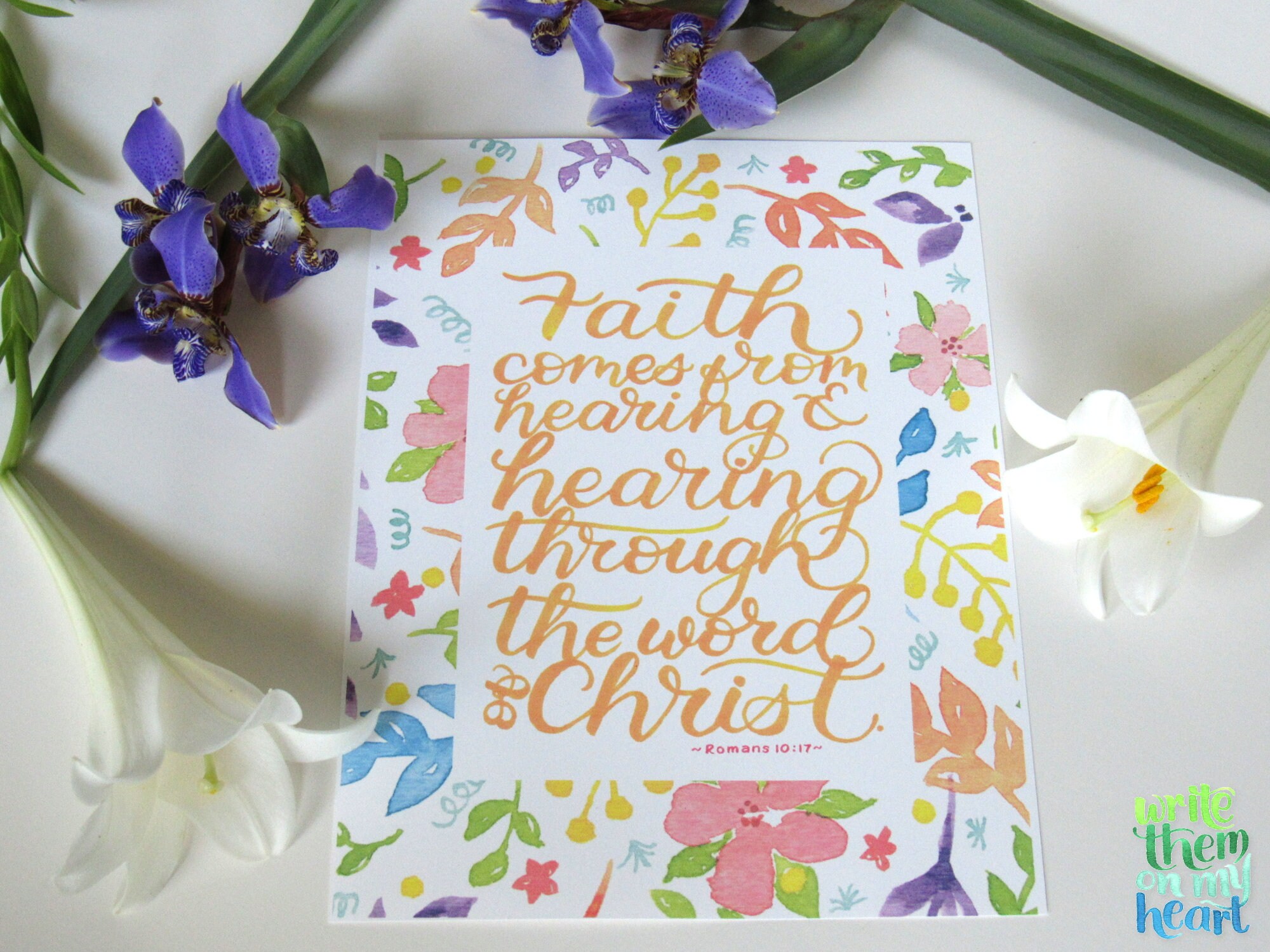 Romans 10:17 Floral Scripture Art Printable Bible Greeting - Etsy