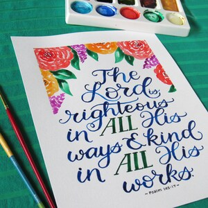 Psalm 145:17 Watercolor Scripture Wall Art plus Bible | Etsy