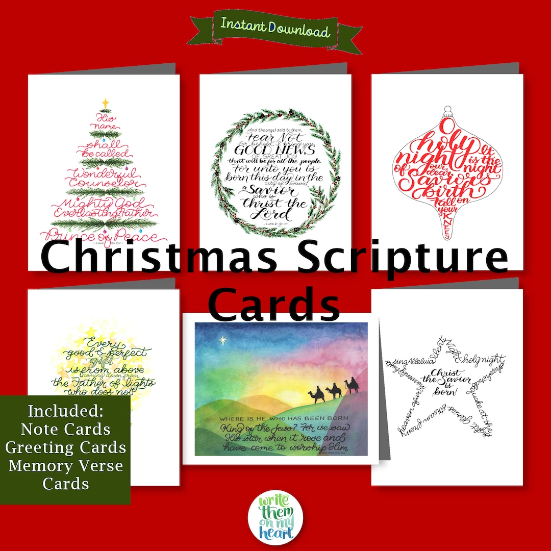 Christmas Card Printable Bible Verse Nativity Scripture Art - Etsy