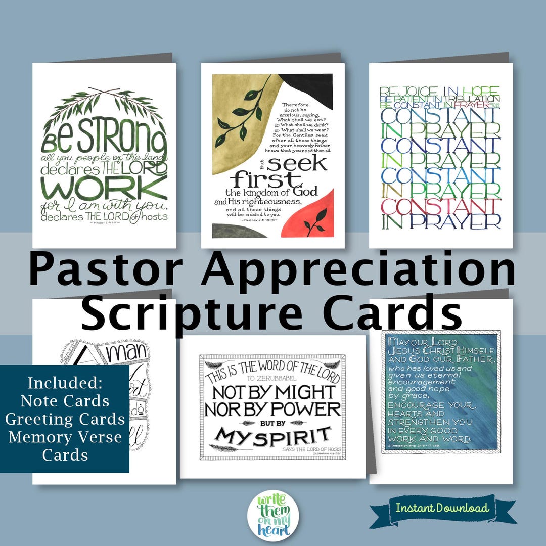 Pastor Appreciation Card Minister Appreciation Scripture Card Printable ...