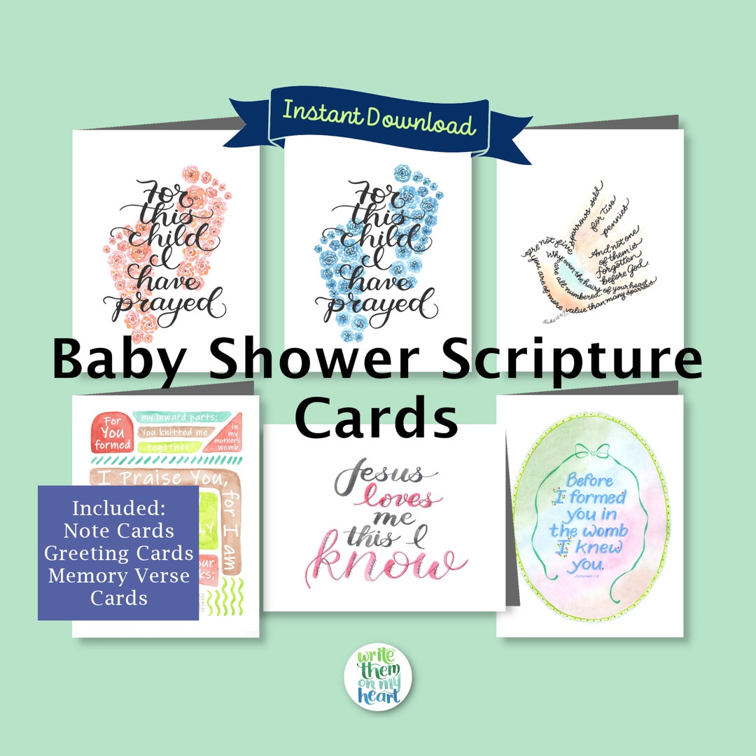 Baby Shower Card Printable Scripture Baby Card Baby Shower Thank You ...