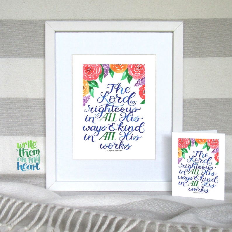 Psalm 145:17 Watercolor Scripture Wall Art plus Bible | Etsy