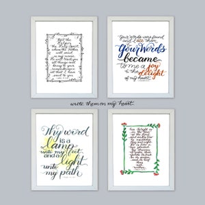 The Word Scripture Memory Verse Cards AND Wall Art Printables, Set of 4 ...