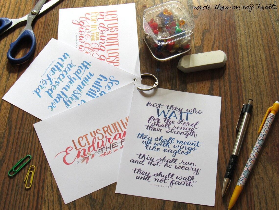 Finish Well Scripture Memory Verse Card Set Bible Note Card Hebrews 12 ...