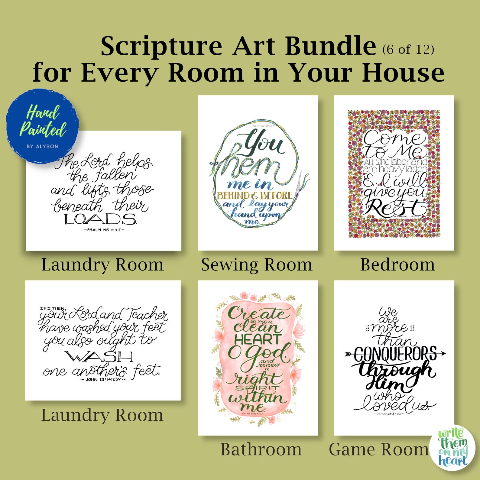 Scripture Wall Art Printable Bible Verses Home Decor Scripture Hand ...