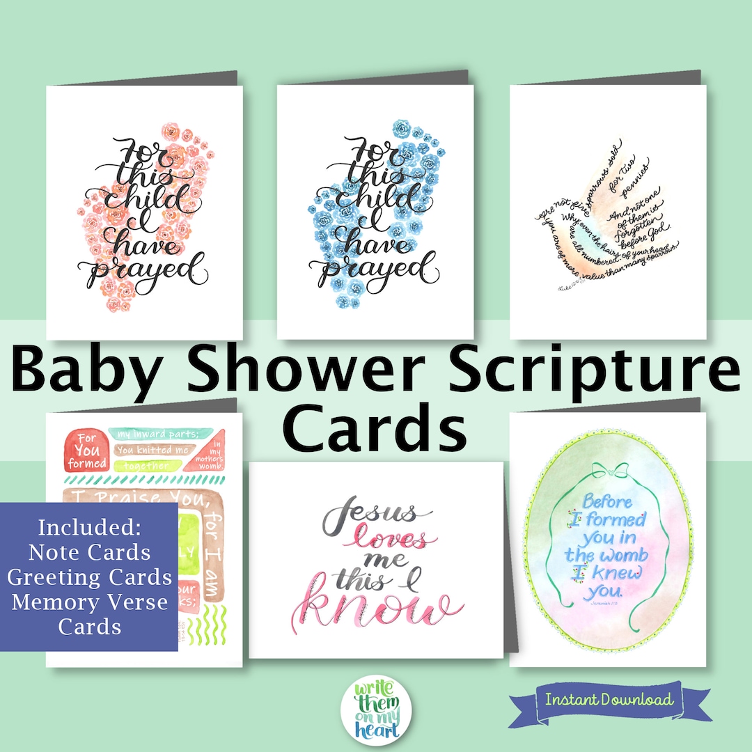 Baby Shower Card Printable Scripture Baby Card Baby Shower Thank You ...