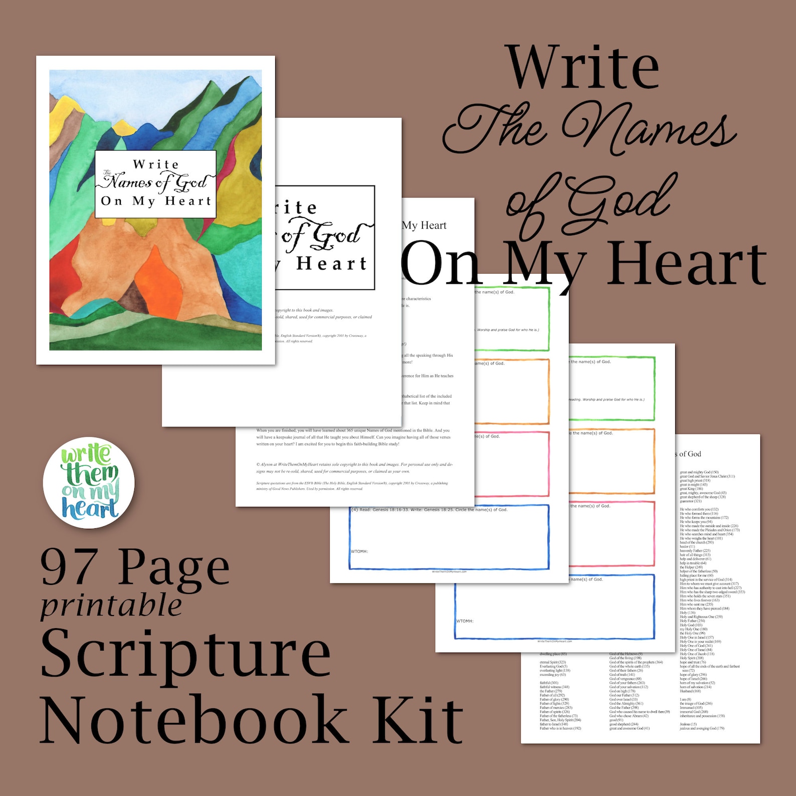 365 Names of God PDF Scripture Writing Printable Worksheets, Names of ...