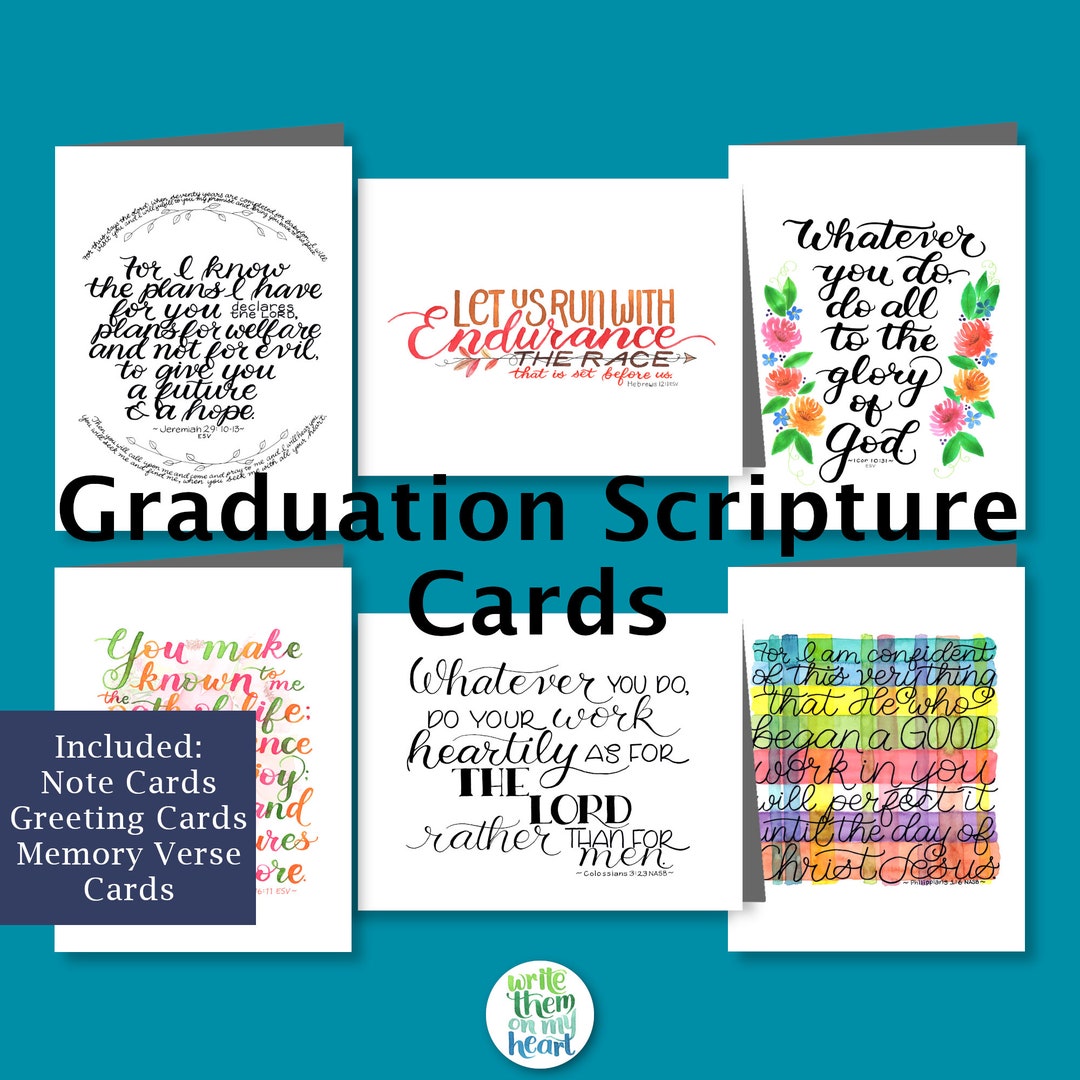 Graduation Scripture Cards 6 Printable Bible Verse Graduation - Etsy