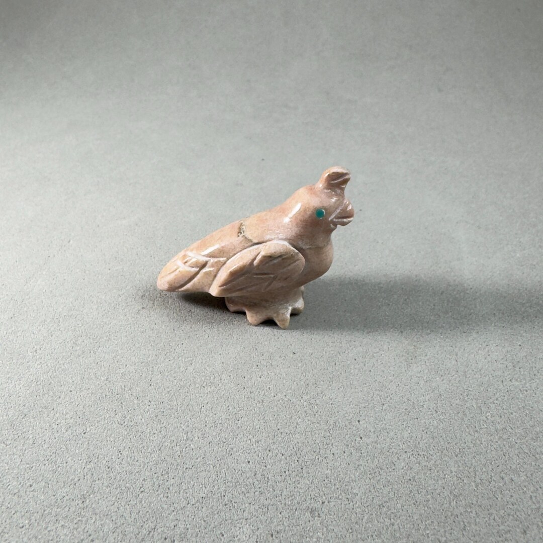 Zuni Quail Fetish, Serpentine With Inlaid Turquoise Eyes, Native ...