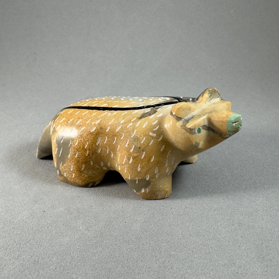 Zuni Fetish Badger, Made of Picasso Marble With Accents in Turquoisel ...
