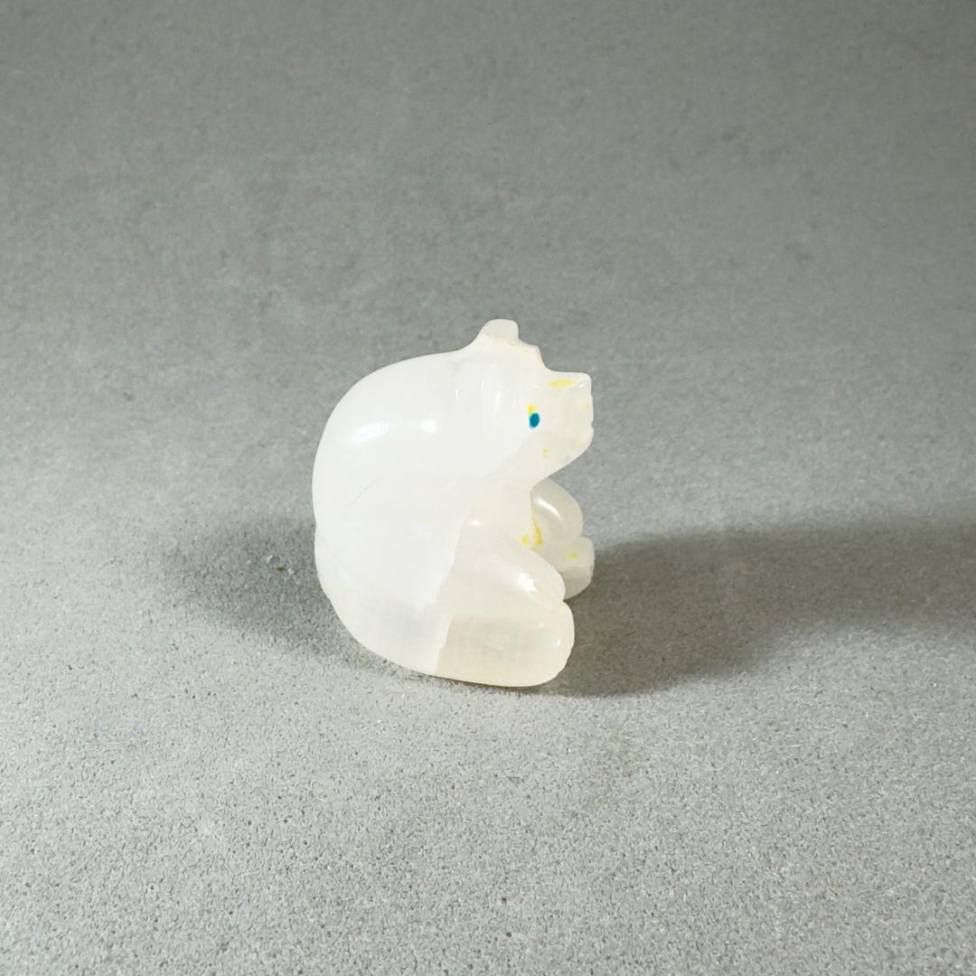 Bear Cub Fetish Made From White Marble, Native American Handmade and ...
