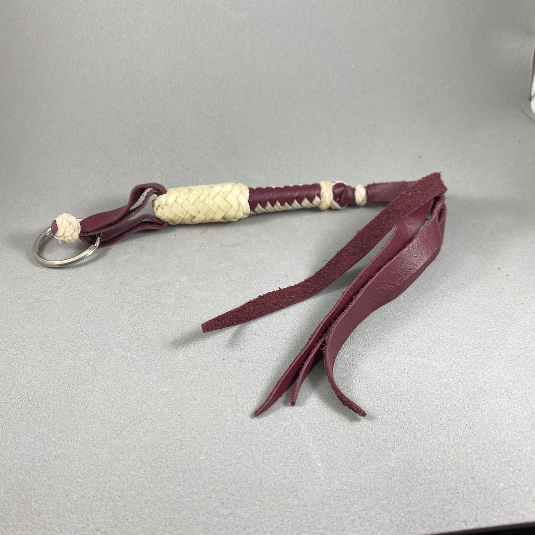 Braided Leather and Rawhide Latigo Mini Quirt Keychain - Maroon - Etsy